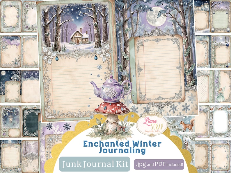 Enchanted Winter Journaling Junk Journal Kit, 20 Pages, Magical Winter ...
