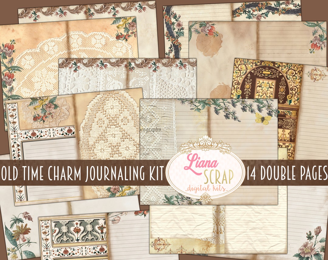 Old Time Charm Junk Journal Digital Kit, Printable Collage, Journaling ...