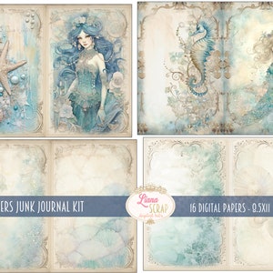 Deep Waters Digital Junk Journal Kit, Underwater Collage Printable ...