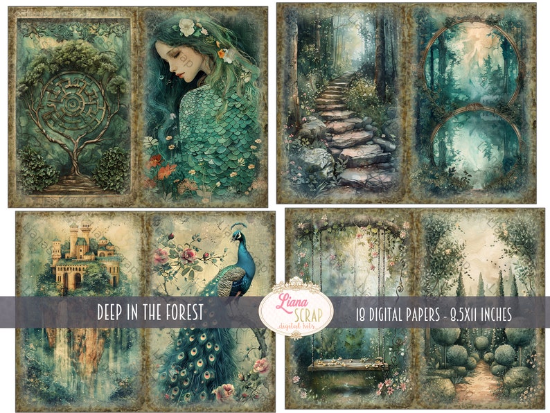 Deep in the Forest Junk Journal Digital Kit Printable, Enchanted Forest ...