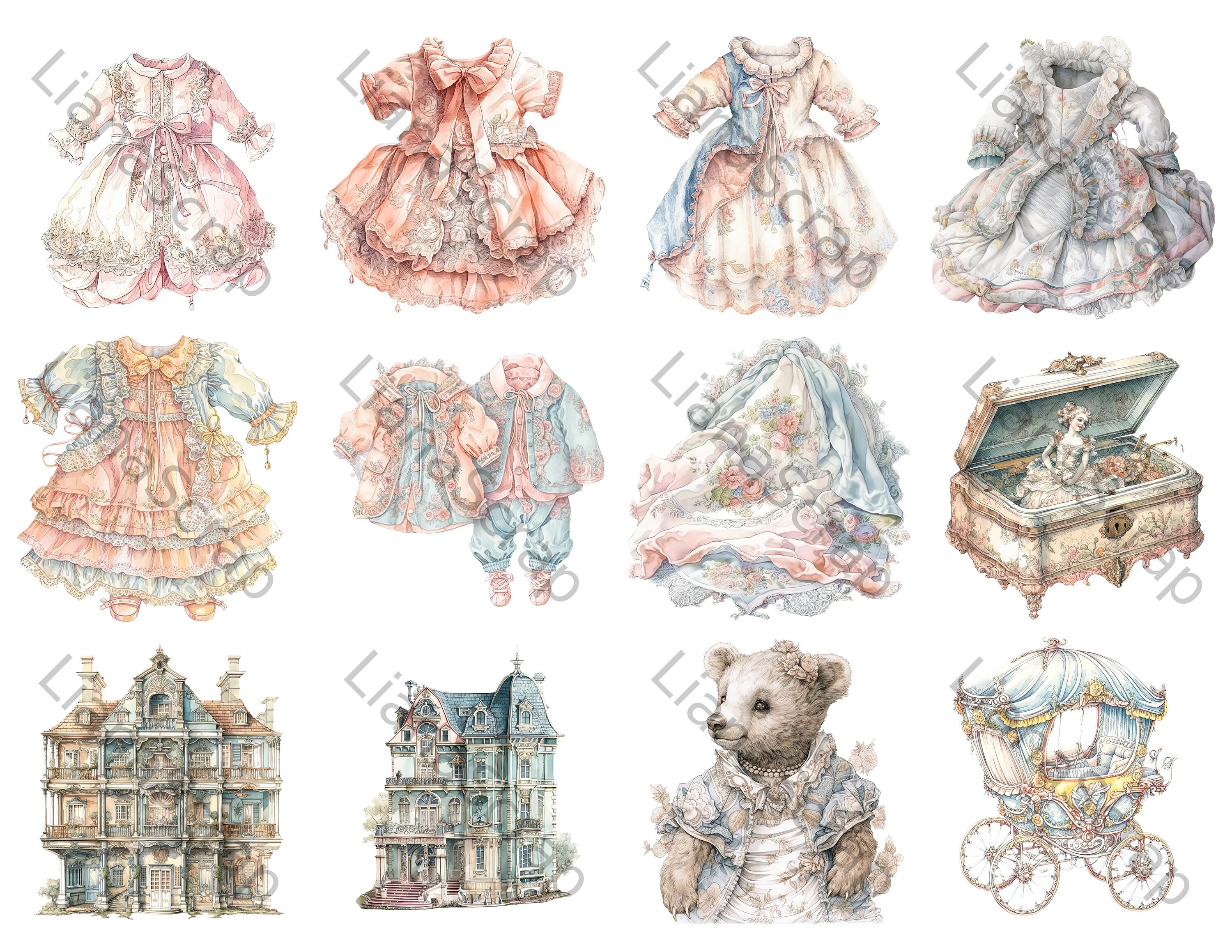 Baby Rococo Clipart PNG Set 22 Vintage Baby Clipart - Etsy UK