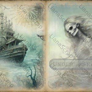 Cursed Ocean Digital Junk Journal Kit, Haunted Underwater Collage ...
