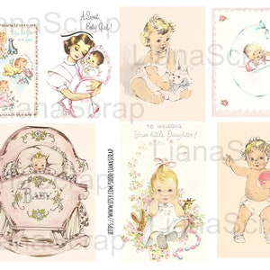 Baby Ephemera Printables, Vintage Baby Illustrations Digital Collage ...