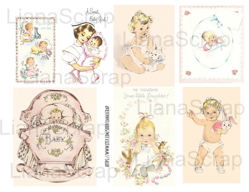 Baby Ephemera Printables Vintage Baby Illustrationen Digitale - Etsy.de