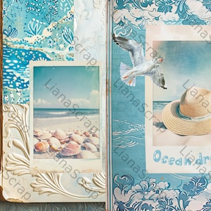 In Love With the Sea Digital Junk Journal Kit, Beach Collage Printable ...