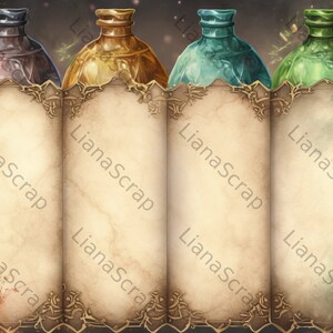 Basic Colorful Potions Digital Paper for Junk Journals, Old Paper ...