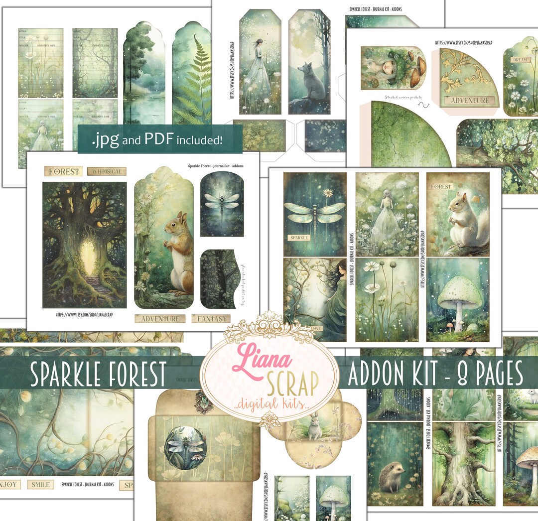 Sparkle Forest Junk Journal ADDON Kit, Fairy Tale Ephemera (digital ...