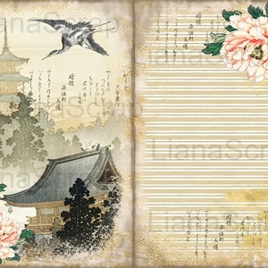 Japanese Gold Junk Journal Digital Kit Printable, Japanese Digital ...