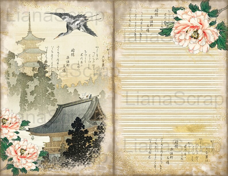 Japanese Gold Junk Journal Digital Kit Printable Japanese - Etsy Ireland