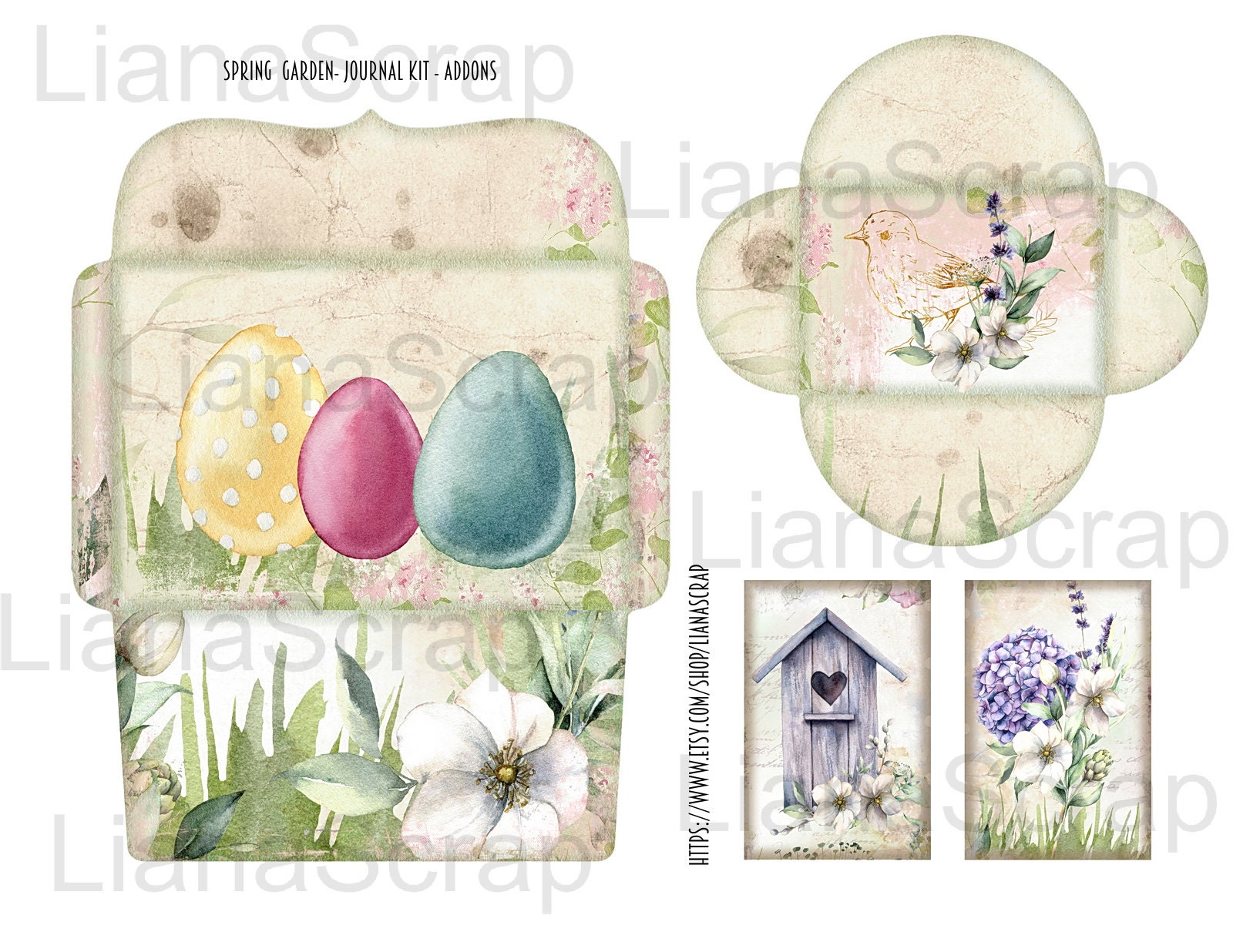 Spring Garden ADDON Junk Journal Digital Kit Printable Spring - Etsy