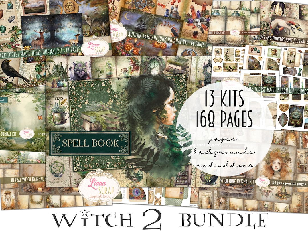 WITCH 2 Junk Journal BUNDLE - 10 Kits, Witch, Grimoire Collage ...