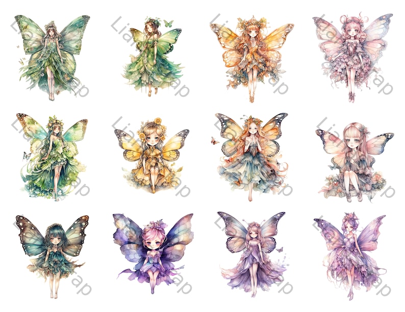 Butterfly Fairy Clipart PNG Set 25 Fairy Clipart Commercial - Etsy