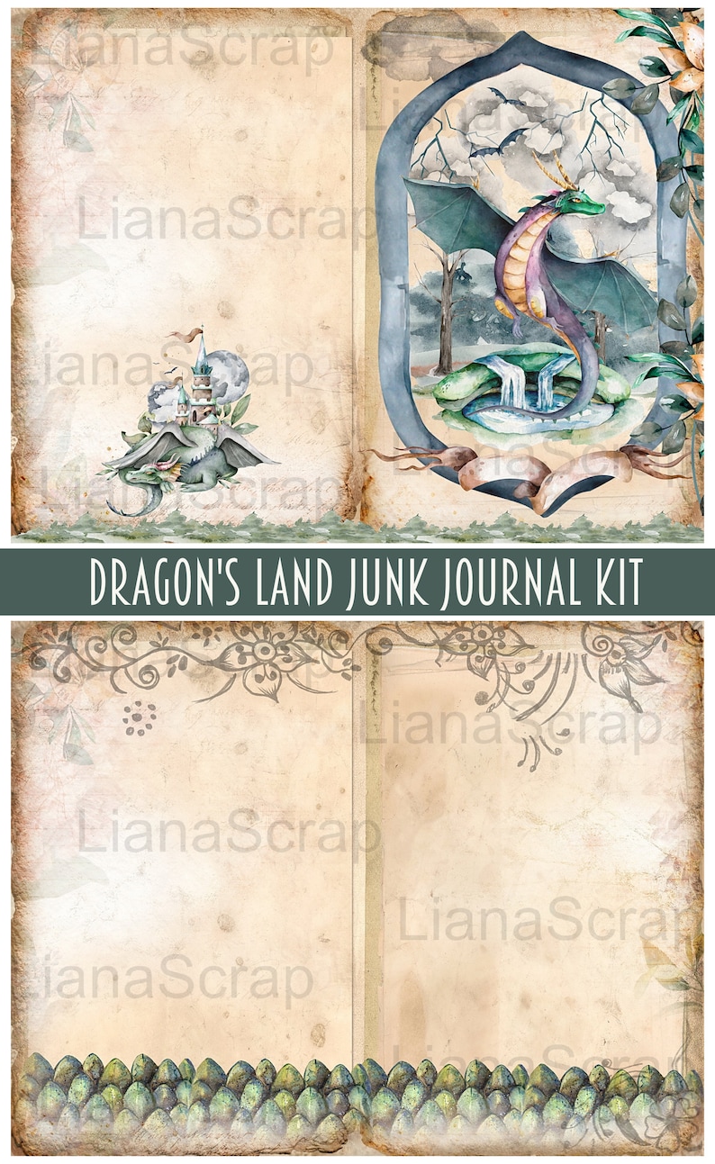 Dragons Land Junk Journal Digital Kit Printable Dragon - Etsy