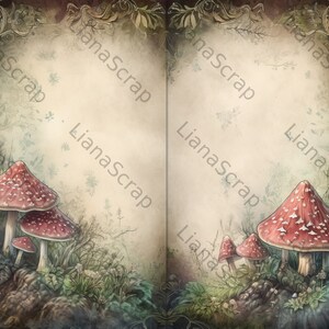 Mushroom Junk Journal Kit, Botanical Theme, 16 Pages (digital Download ...