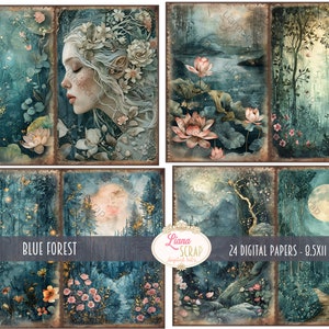 Blue Forest Junk Journal Digital Kit Printable, Enchanted Forest ...