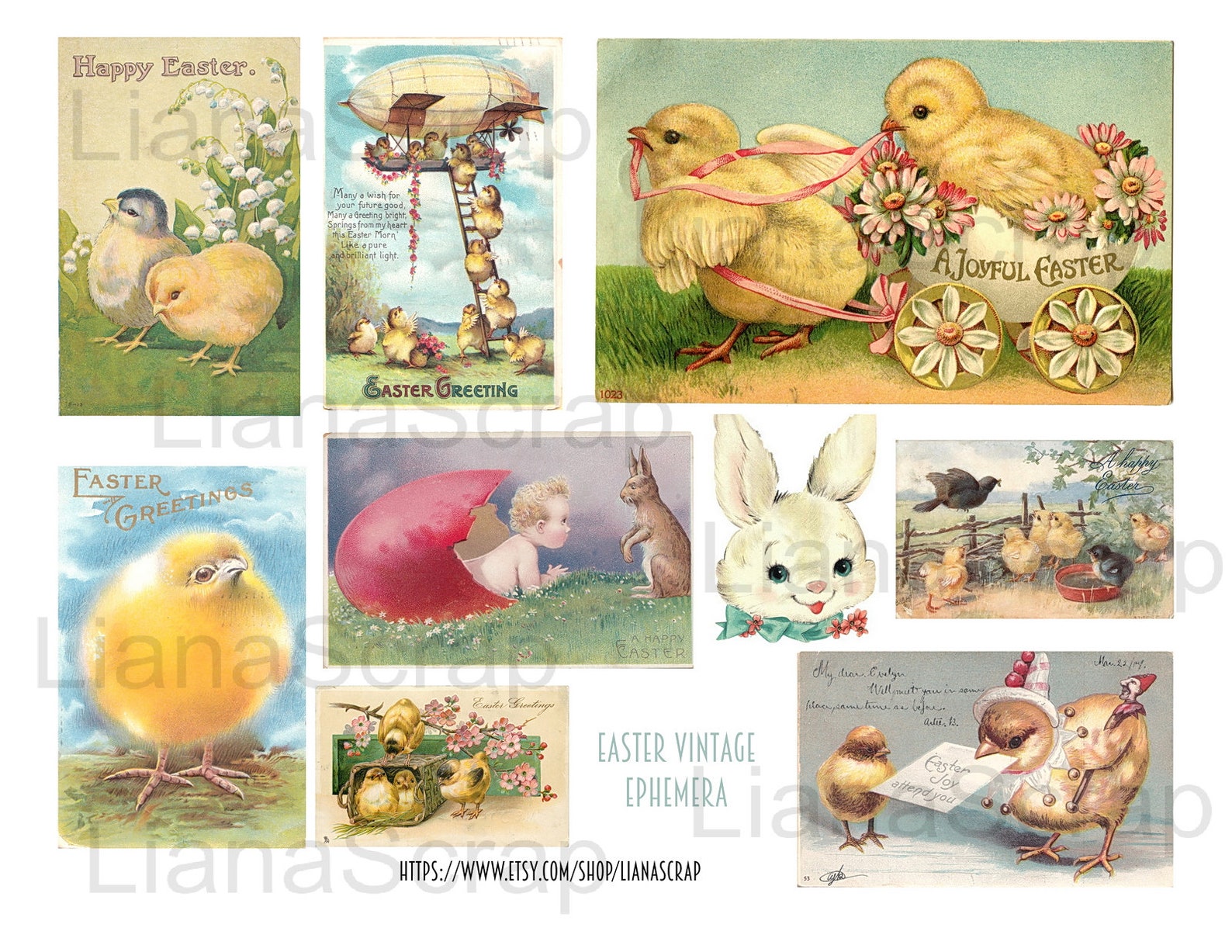 Vintage Easter Ephemera Printables Easter Postcards Digital | Etsy