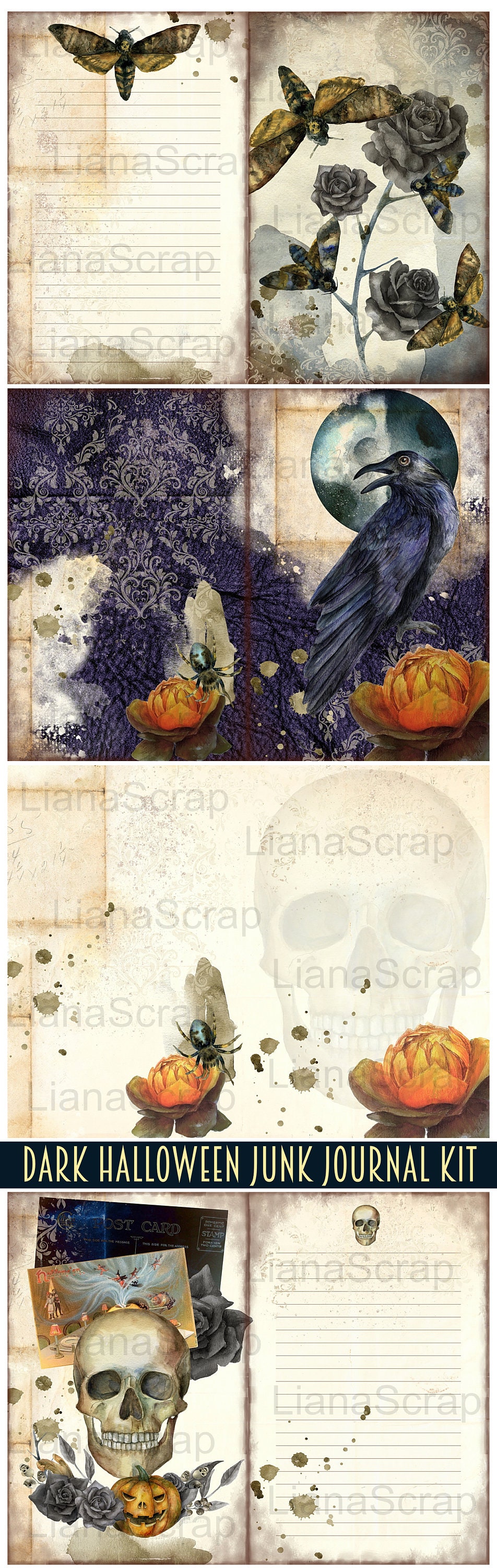 Dark Halloween Junk Journal Digital Kit Printable Halloween - Etsy UK