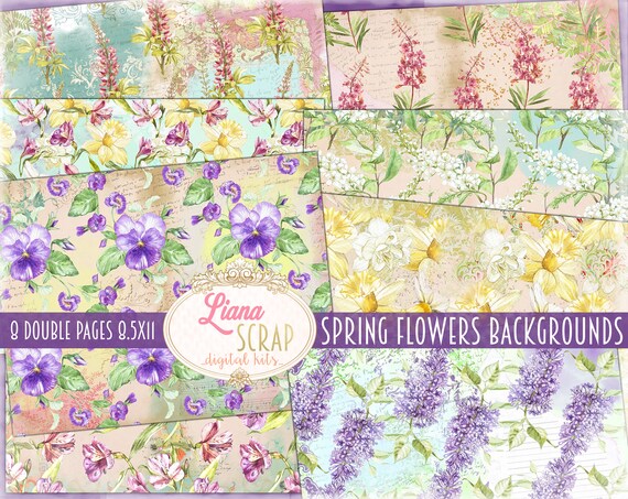 Spring Fling Printable Backgrounds for Junk Journals Spring | Etsy ...