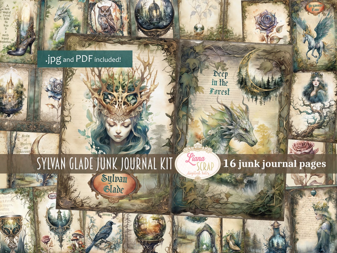 Sylvan Glade Junk Journal Kit, Fantasy Collage Printables, Fantasy Kit ...