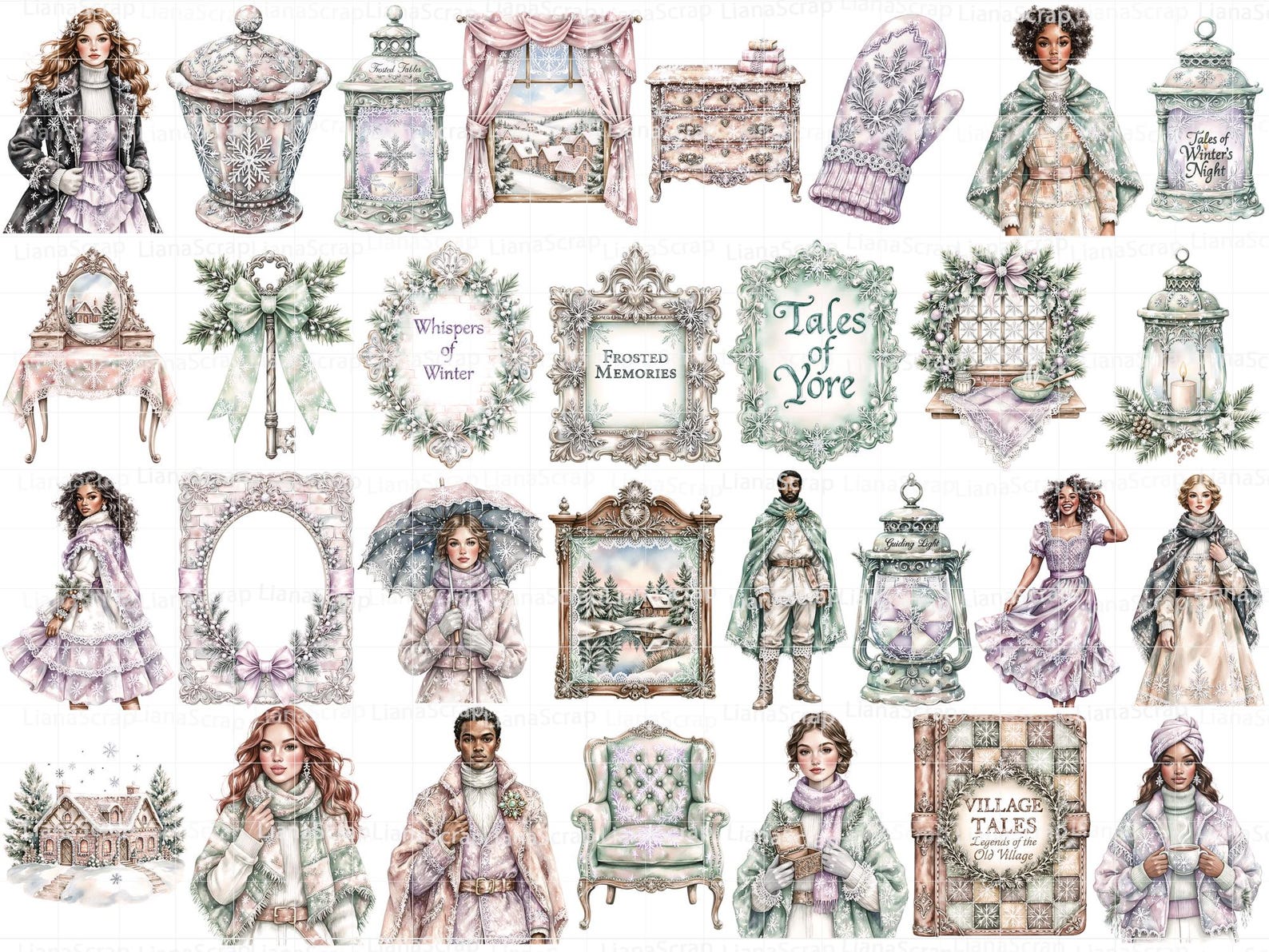 Frosted Fables - 77 Watercolor PNG Illustrations - Digital Planner ...