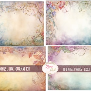 Magical Vines Background, Digital Junk Journal, Vines Collage Printable ...
