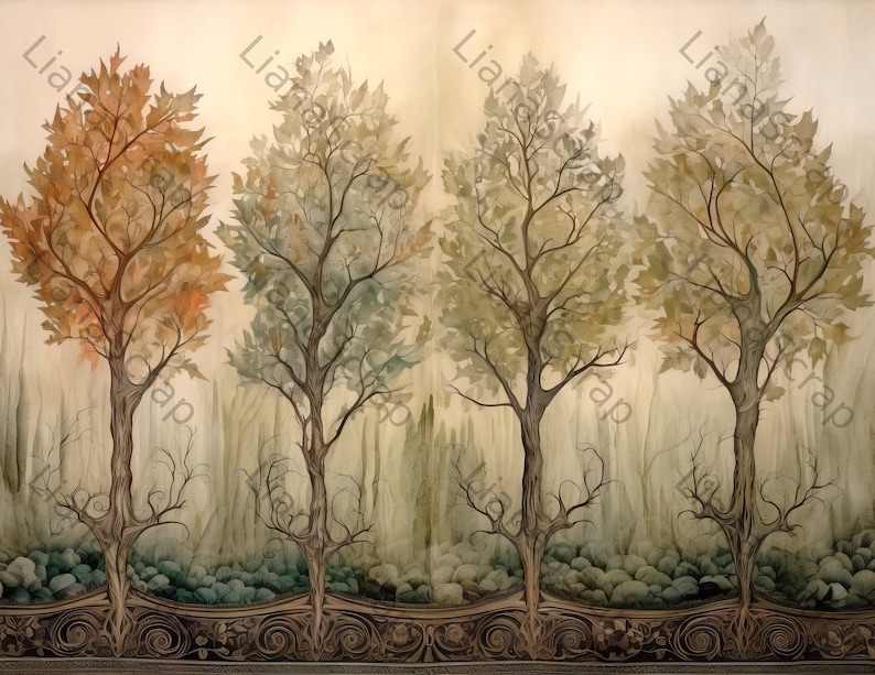 Autumn Tree Collage, Junk Journal Background (PDF) - Etsy