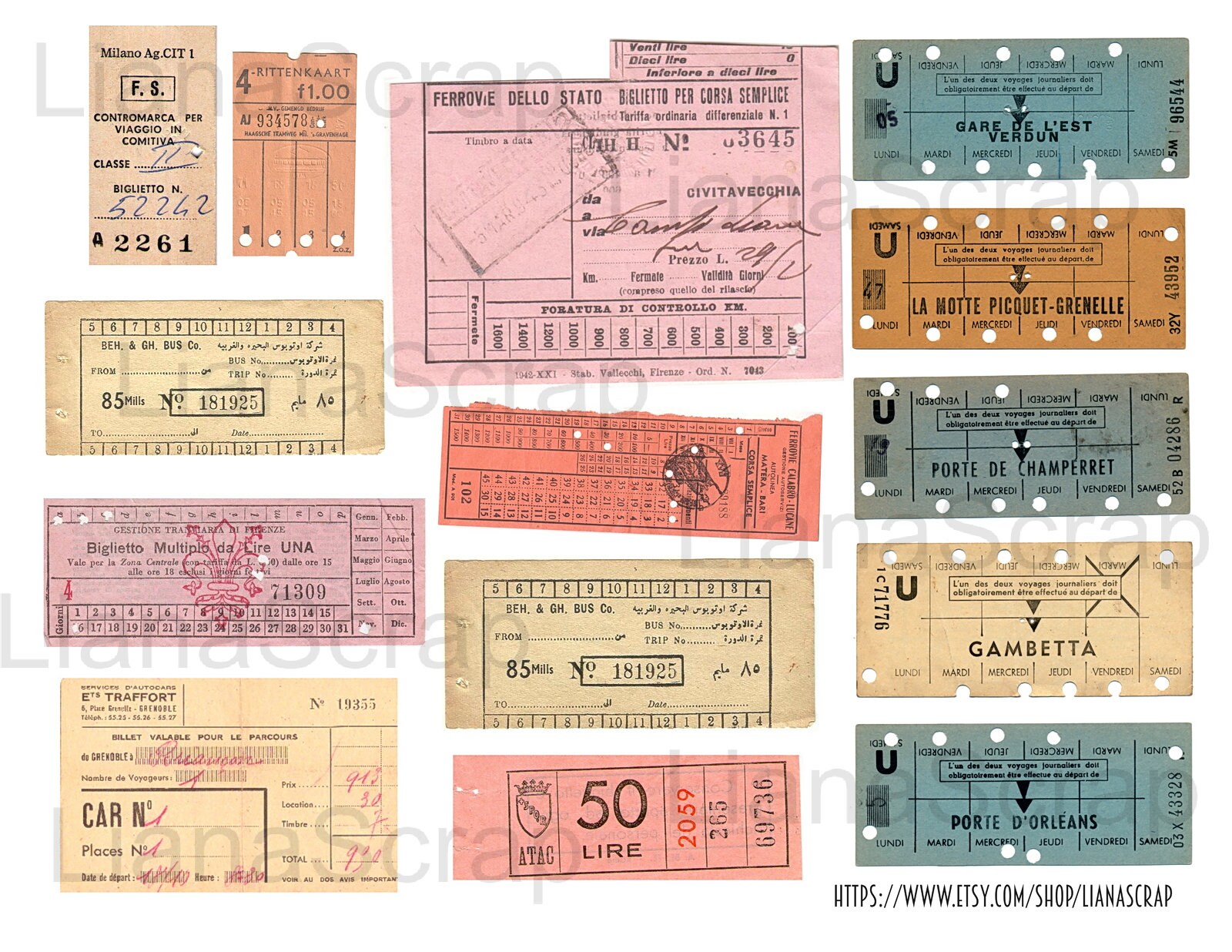 Vintage Tickets Ephemera Printables Transportation Tickets - Etsy