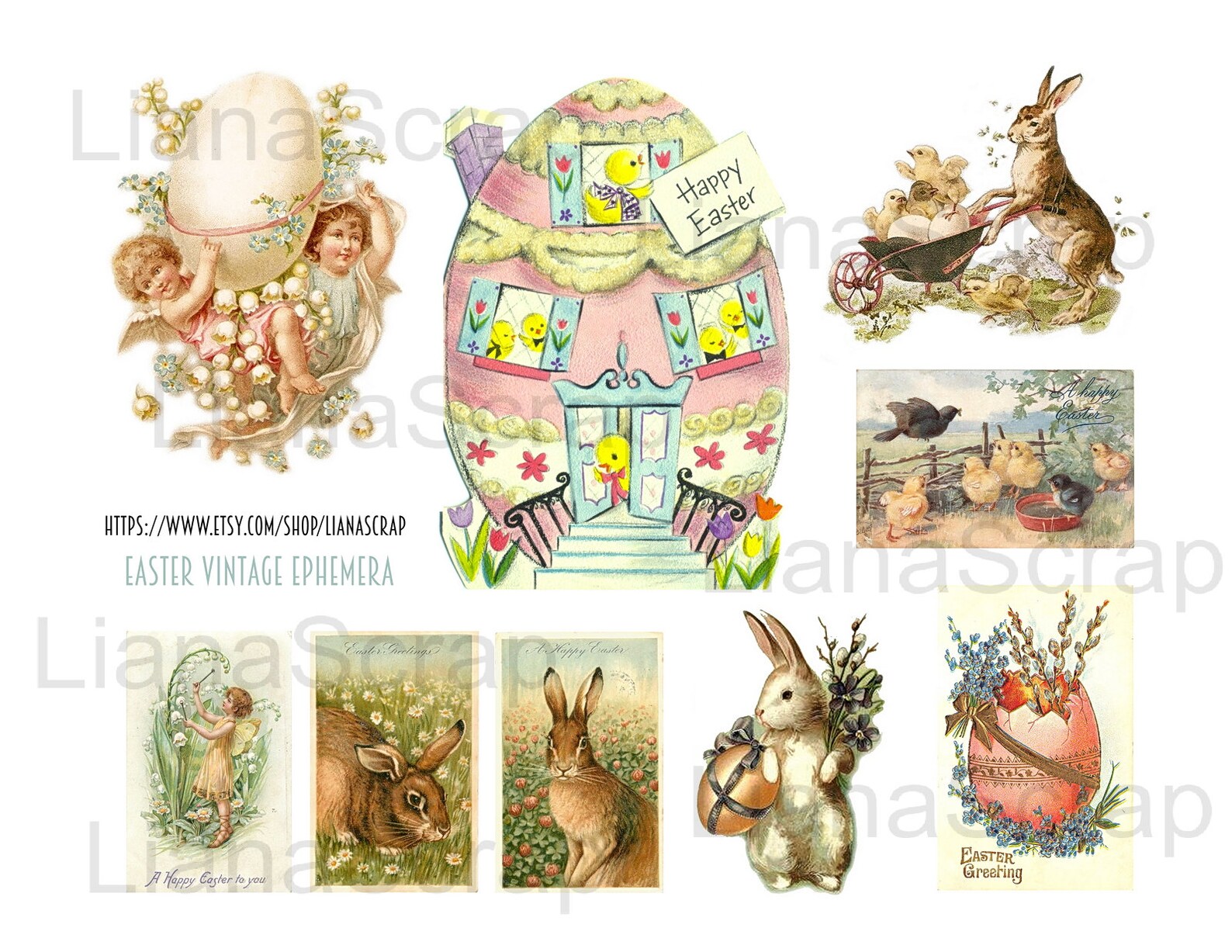 Vintage Easter Ephemera Printables Easter Postcards Digital | Etsy
