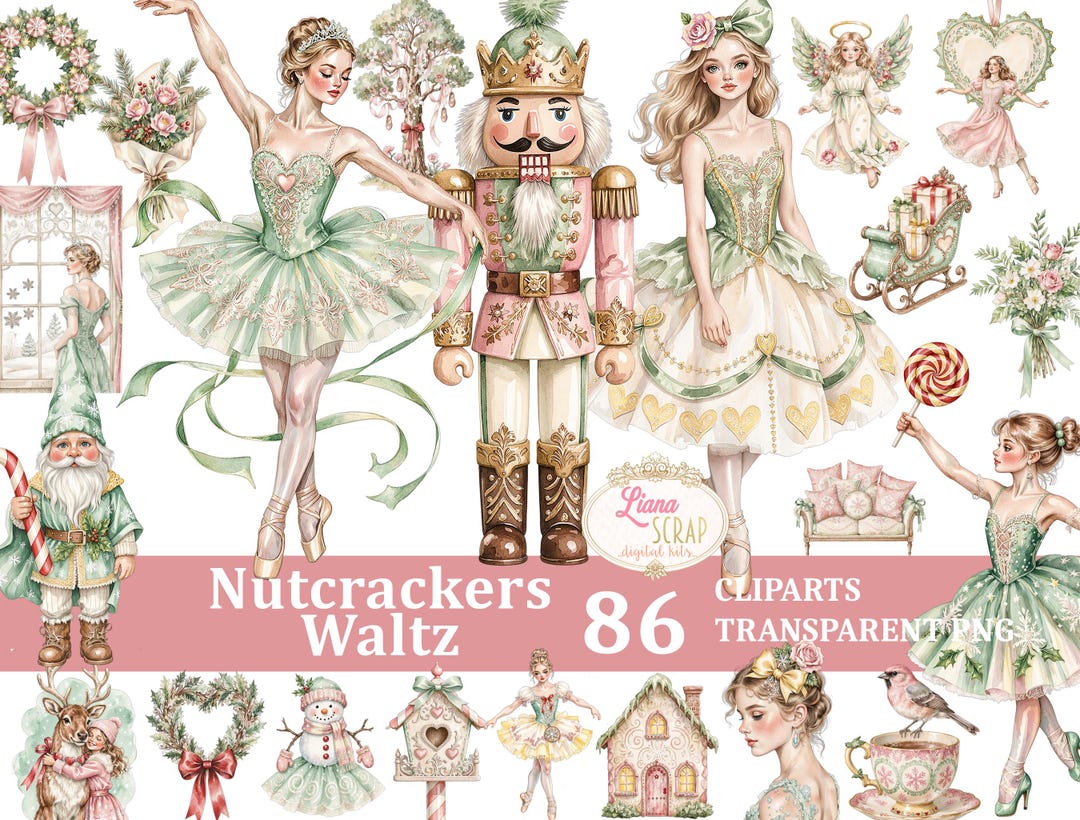 Watercolor Nutcracker Clipart Set – Christmas Ballerinas, Winter PNG ...