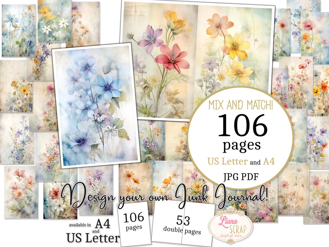 Junk Journal - Floral Bliss - US Letter and A4 Size, Mix and Match ...