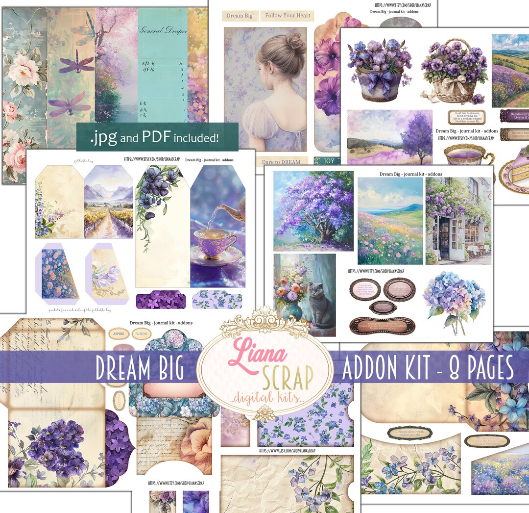 Dream Big Junk Journal ADDON Kit, Purple Ephemera (digital Download) - Etsy