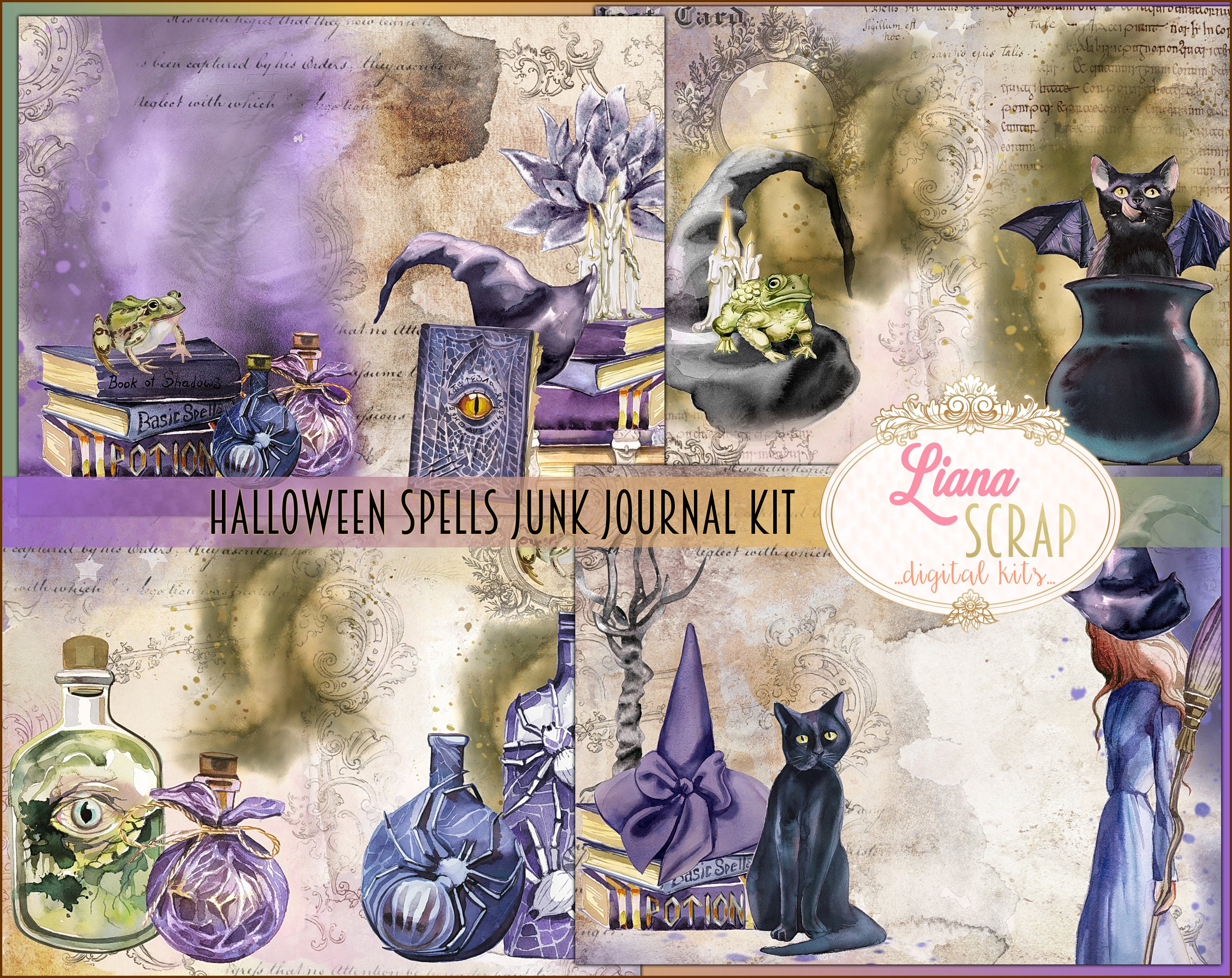 Halloween Spells Digital Kit Printable Magic and Witches - Etsy