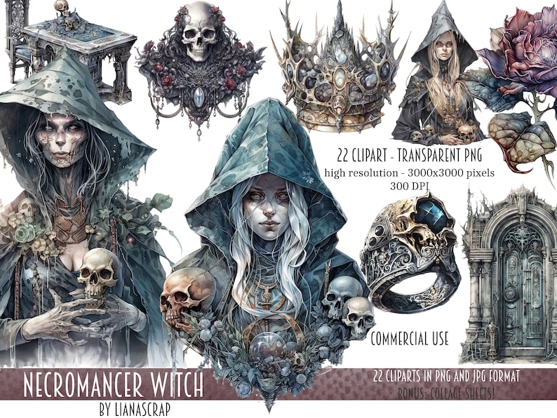 Necromancer Witch Clipart PNG Set 22 Witch Clipart Magic - Etsy