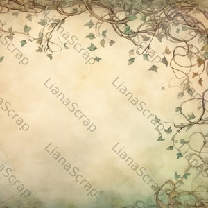 Green Vines Background, Digital Junk Journal, Vines Collage Printable ...