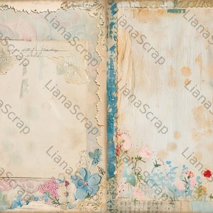 Journaling Pages Blue, Digital Junk Journal Background, Collage ...