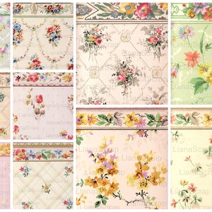 Pastel Vintage Wallpapers Digital Paper, 32 Printable Sheets, Vintage ...