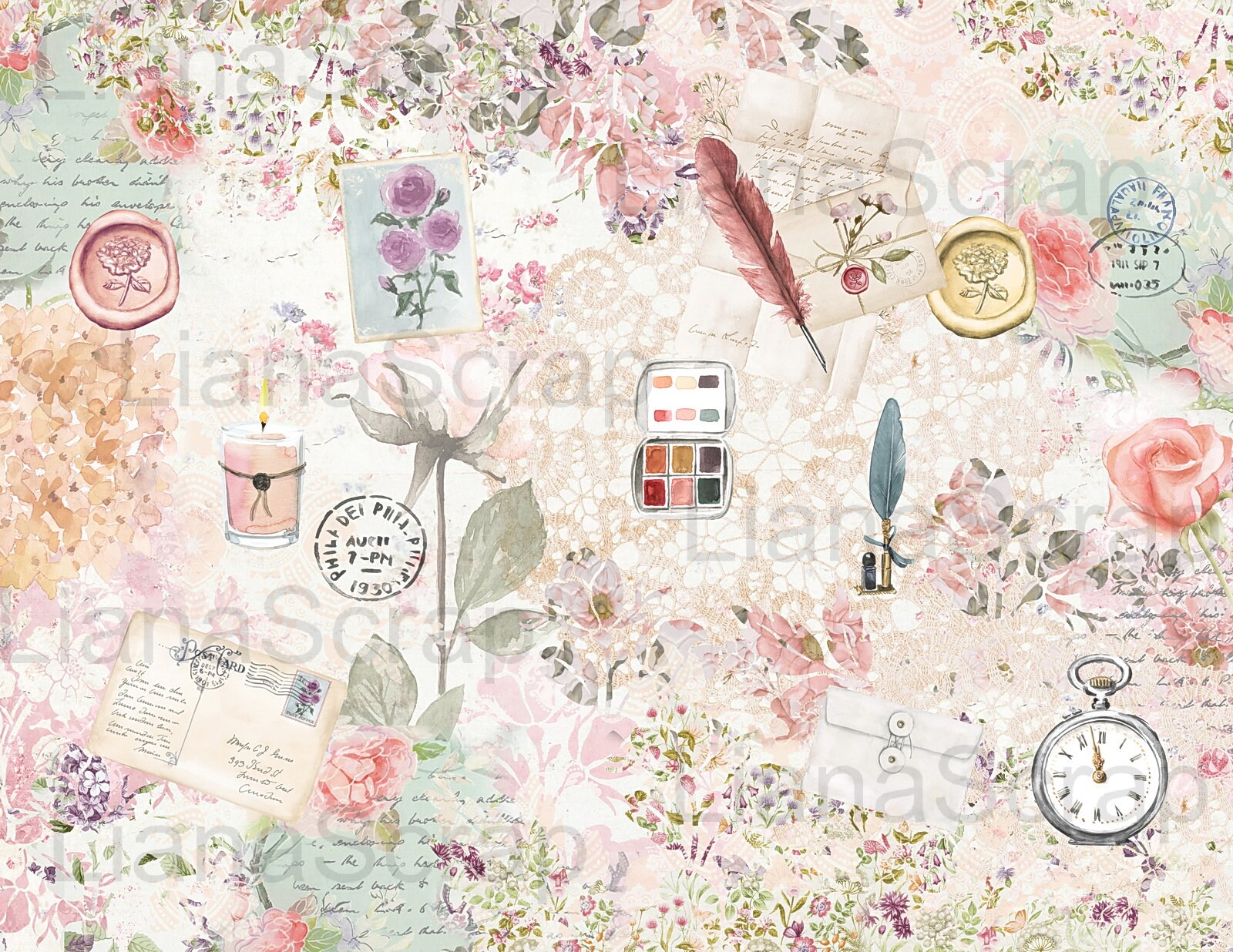 Writing Studio Background Collage Digital Kit Printable Books - Etsy