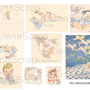 Baby Ephemera Printables, Vintage Baby Illustrations Digital Collage ...