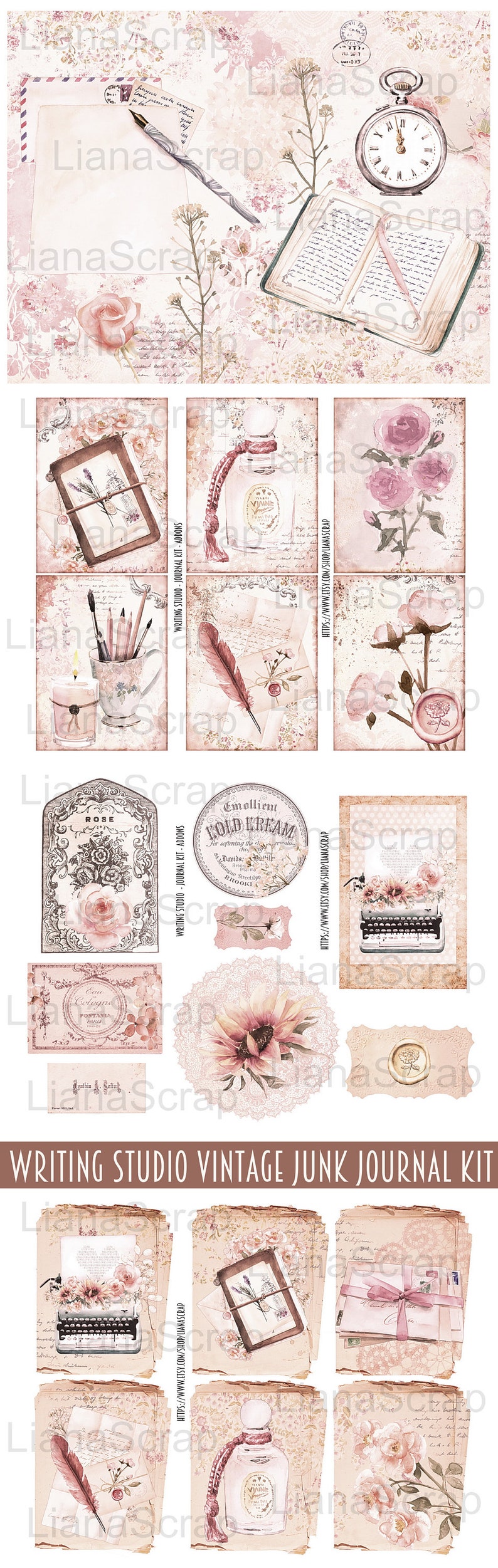 Writing Studio VINTAGE BUNDLE Junk Journal Digital Kit - Etsy