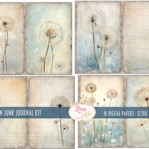 Dandelion Junk Journal, Digital Paper, Printable, Flower Journal ...