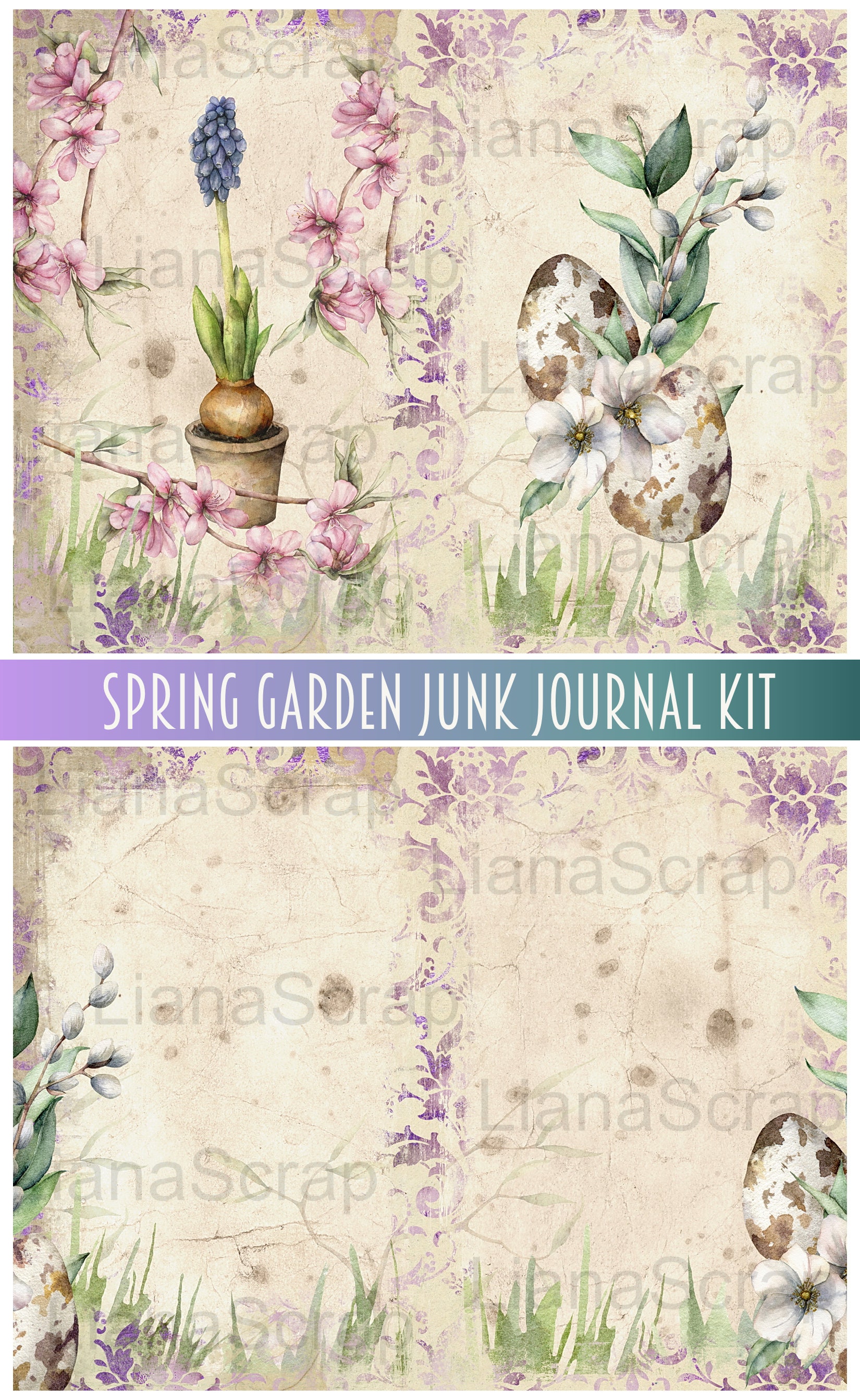 Spring Garden Junk Journal Digital Kit Printable Spring - Etsy
