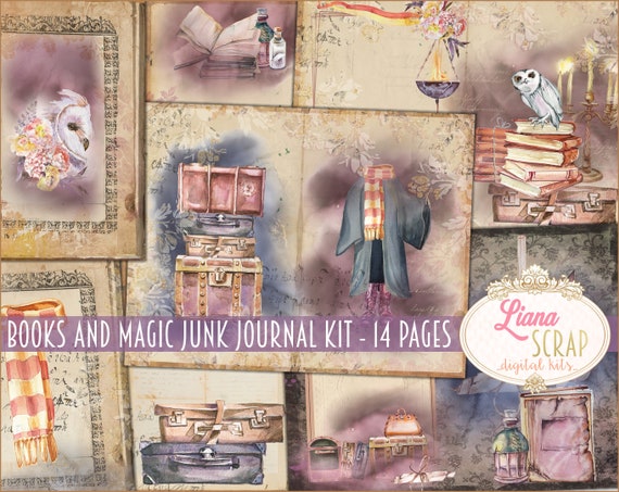 Books and Magic Junk Journal Digital Kit Printable Wizard - Etsy