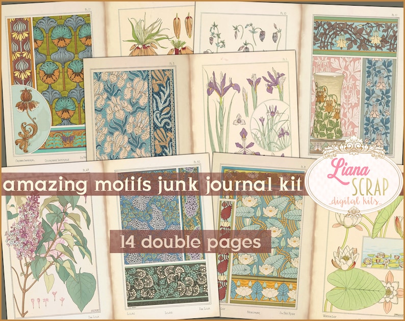 Vintage Floral Junk Journal Kit, Printable Collage Paper (digital ...