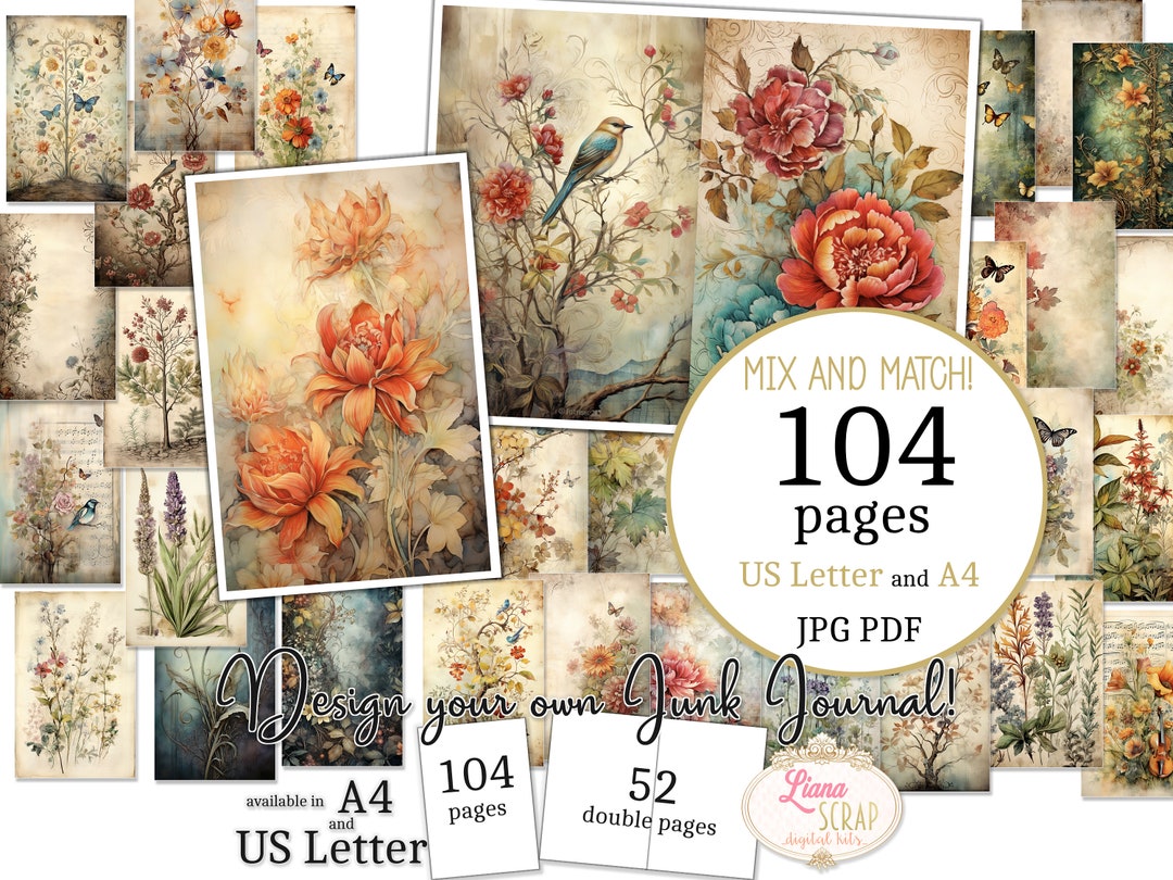 Junk Journal - Botanical Mix - US Letter and A4 Size, Mix and Match ...
