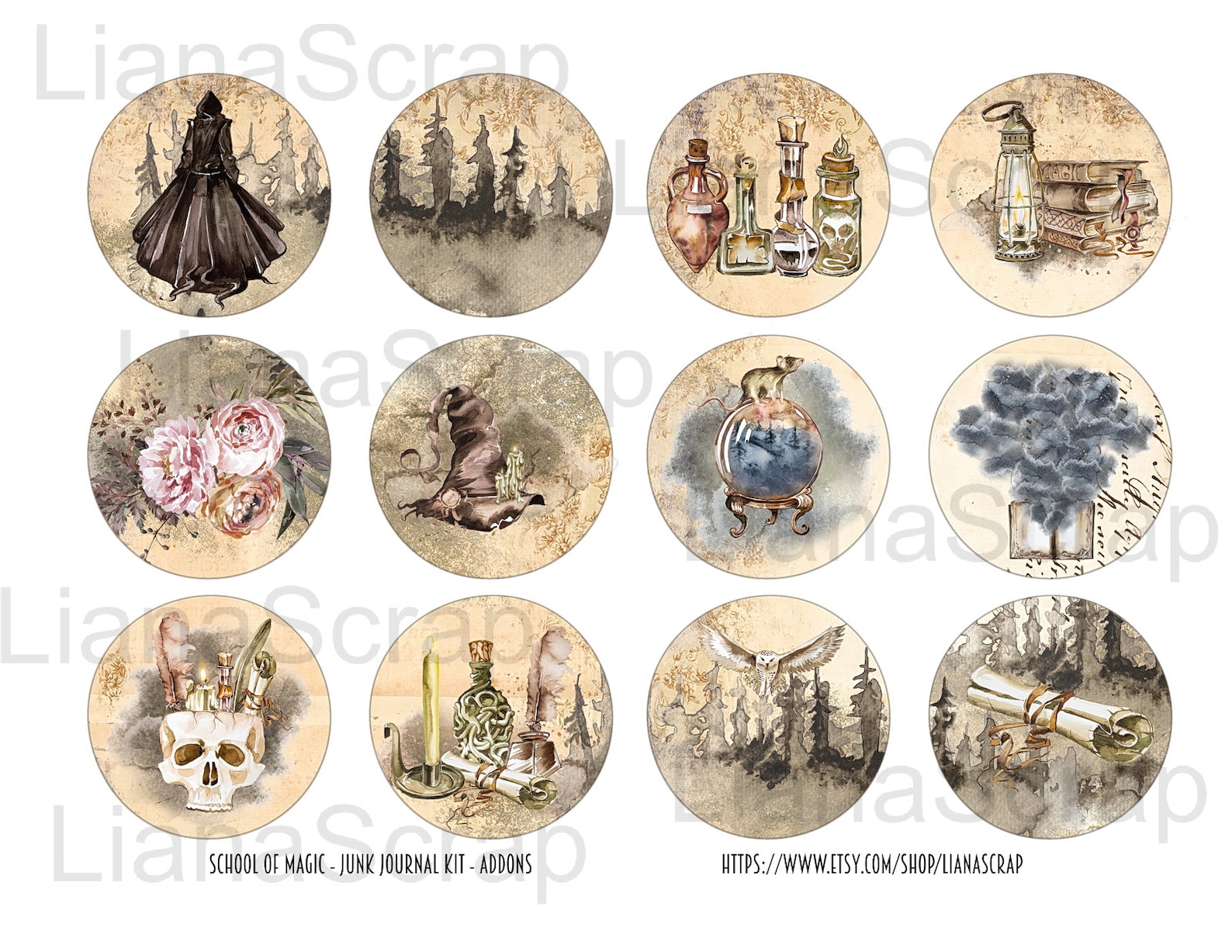 School of Magic Junk Journal Ephemera ADDON Digital Kit Printable ...