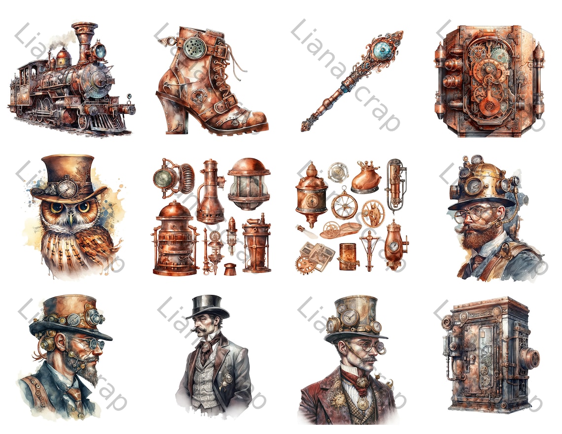 Steampunk Copper Clipart PNG Set 36 Steampunk Clipart - Etsy