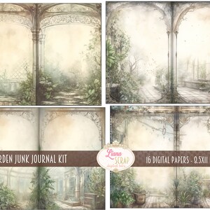 Basic Garden Digital Paper for Junk Journals, Old Paper With Faded ...