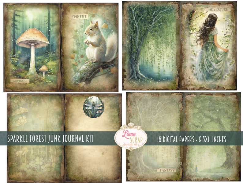 Sparkle Forest Junk Journal Kit, Enchanted Printables (PDF) - Etsy UK