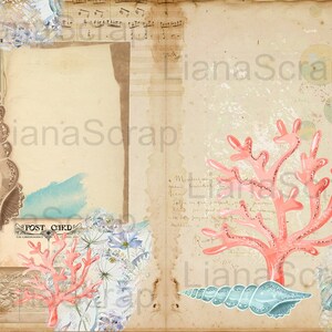 Coral and Shells Junk Journal Kit, Sea Printables, Nautical Collage ...