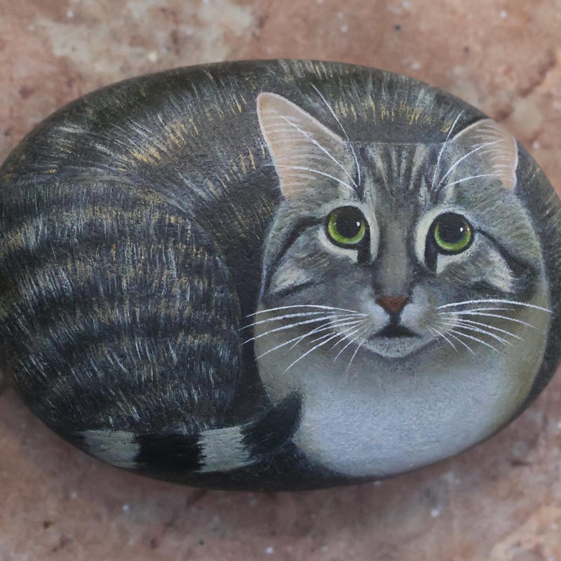 Painted Cat Stones - Etsy